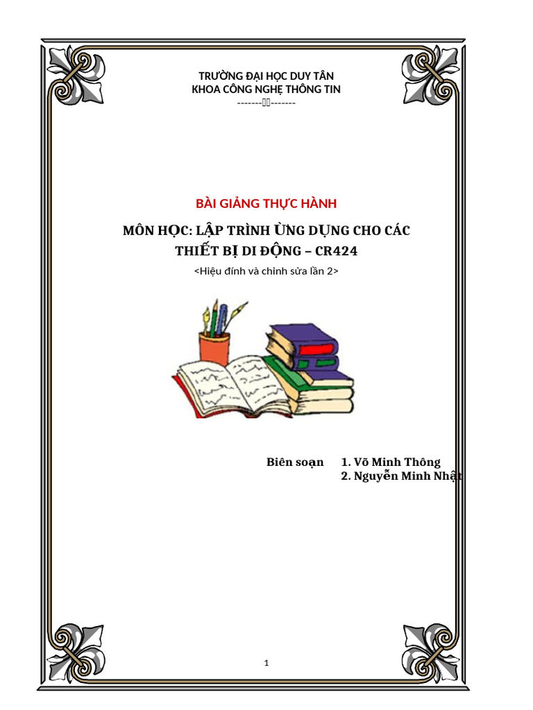 Lap Trinh Ung Dung Thiet Bi Di Dong 2023 - Lab Tutorial. CR424 - 2023S - REF | PDF