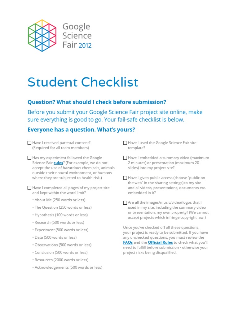 Student Checklist: Question? What Should I Check Before Submission? | PDF