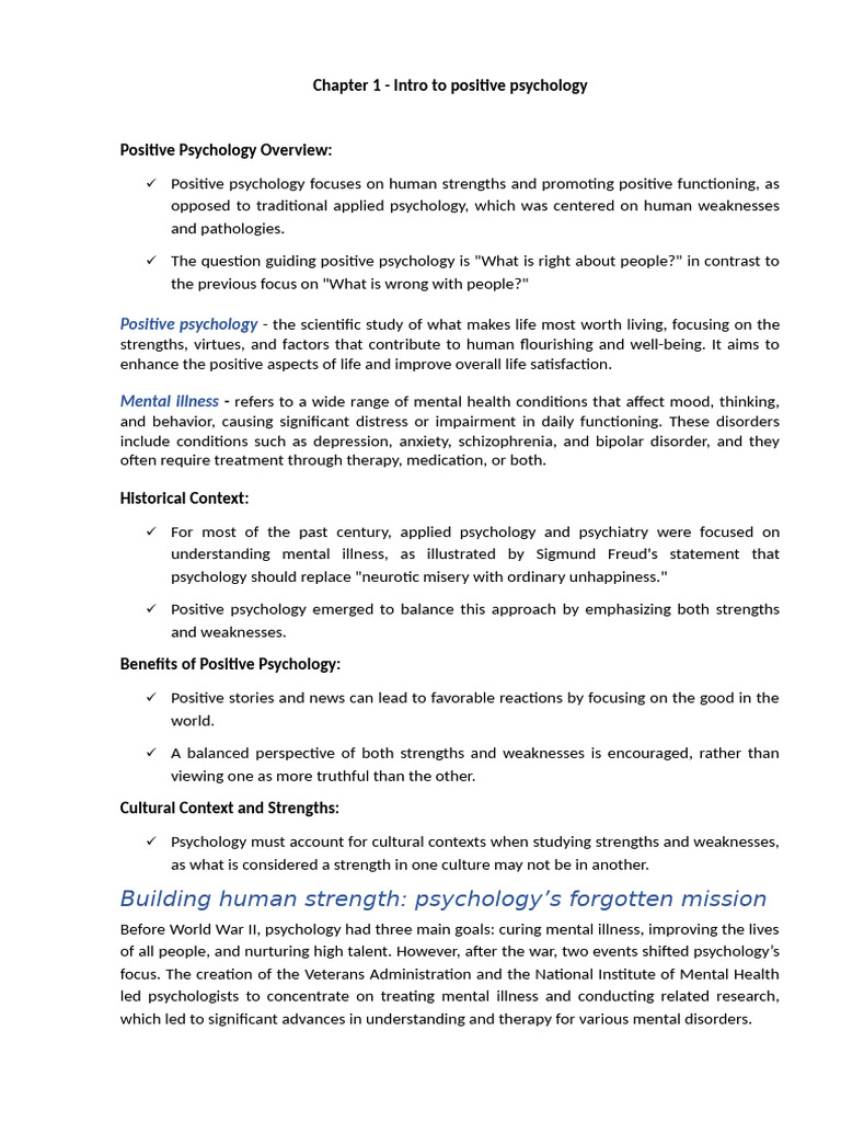 Chapter 1 - Intro To Positive Psychology | PDF | Positive Psychology ...