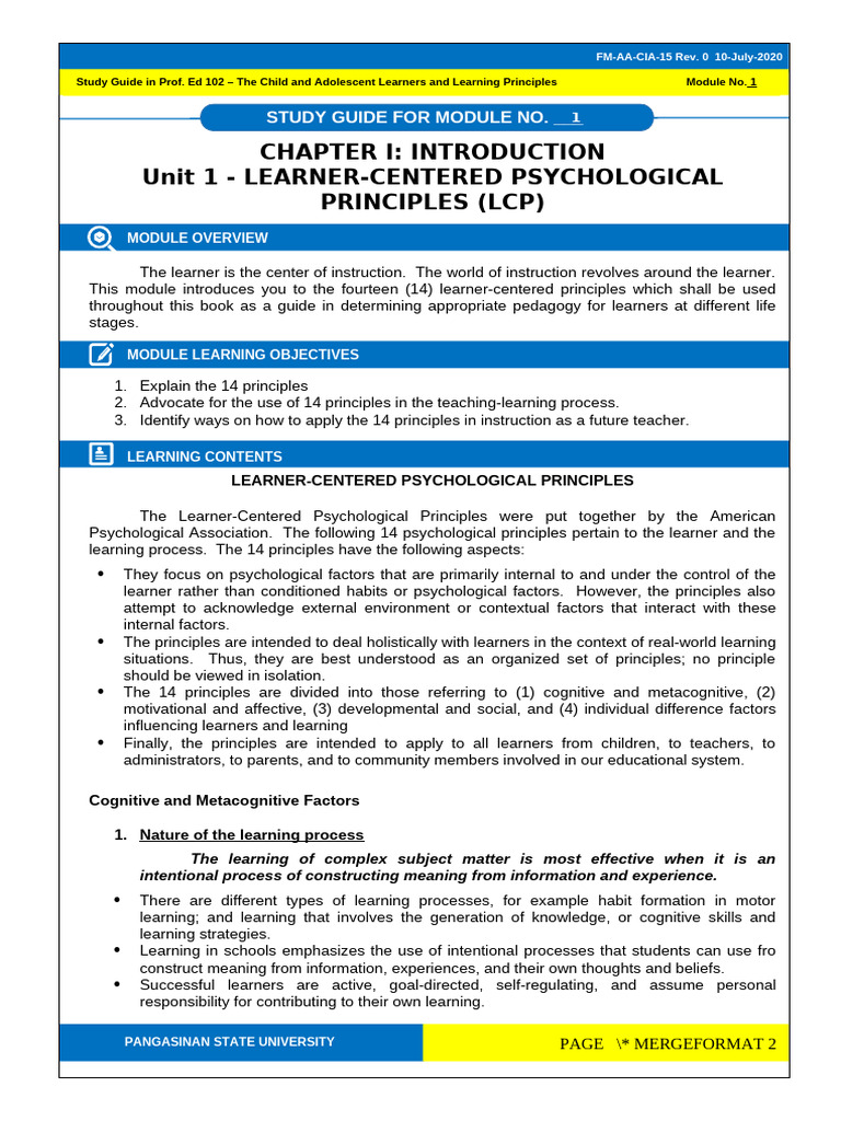 Learner-Centered Principles Guide | PDF | Learning | Educational Assessment