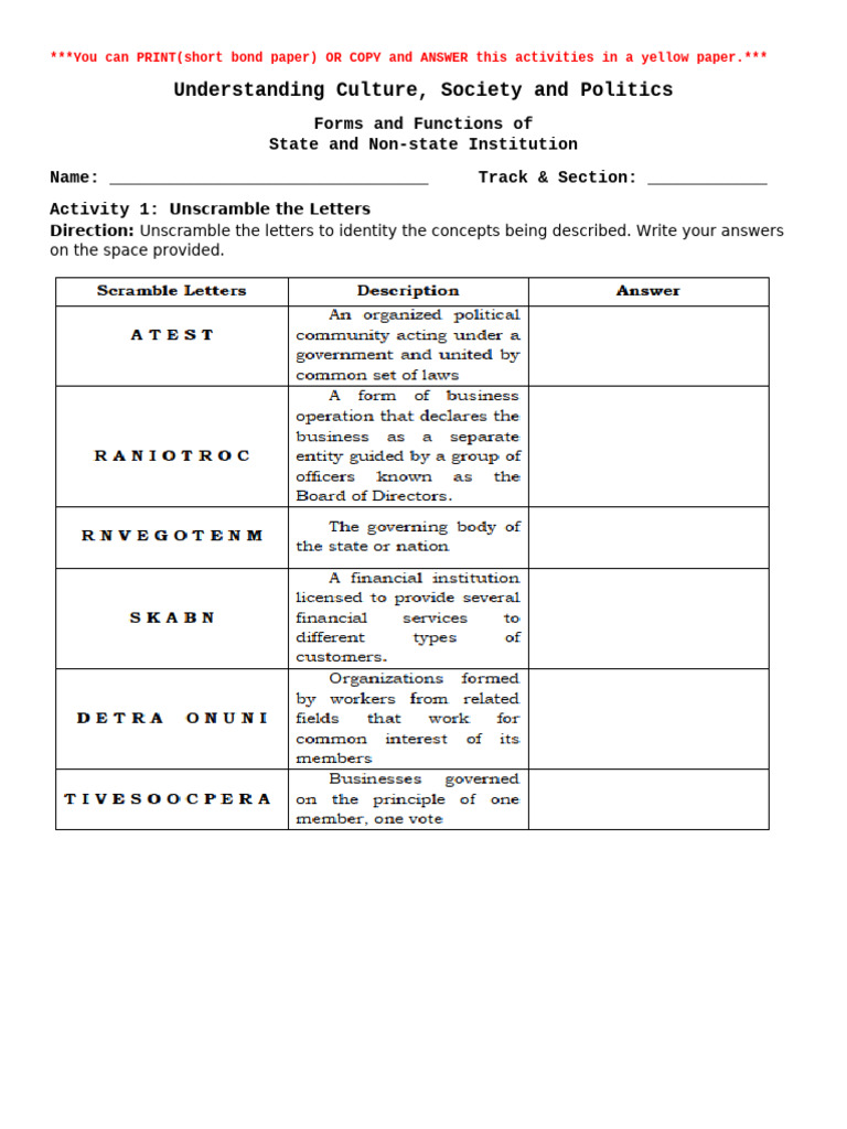 State and Non-State Institutions Overview | PDF | Institution | Economies