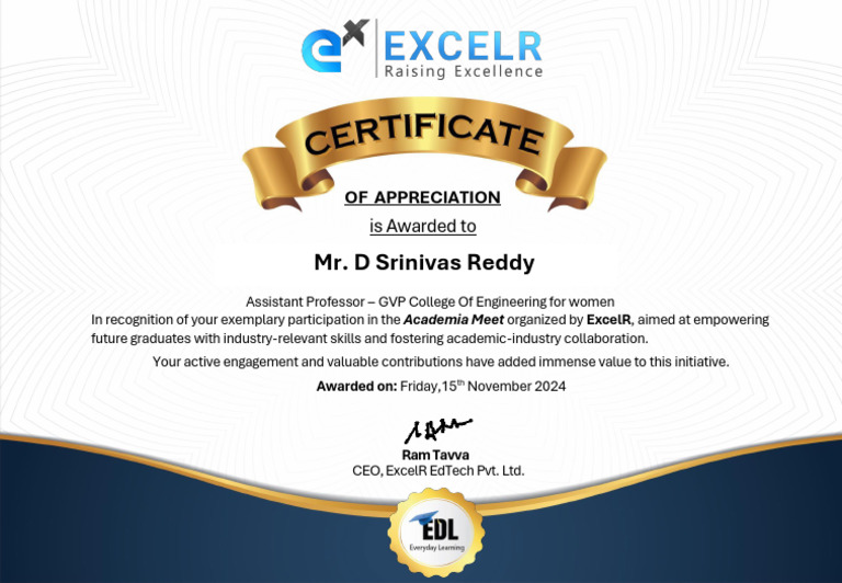 EXCELR-Mr. D Srinivas Reddy PDF | PDF