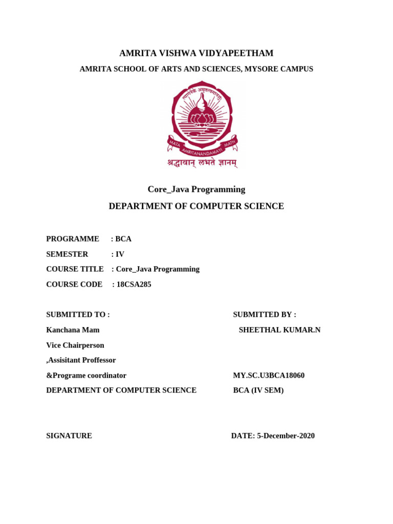 Core Java Programming BCA IV | PDF