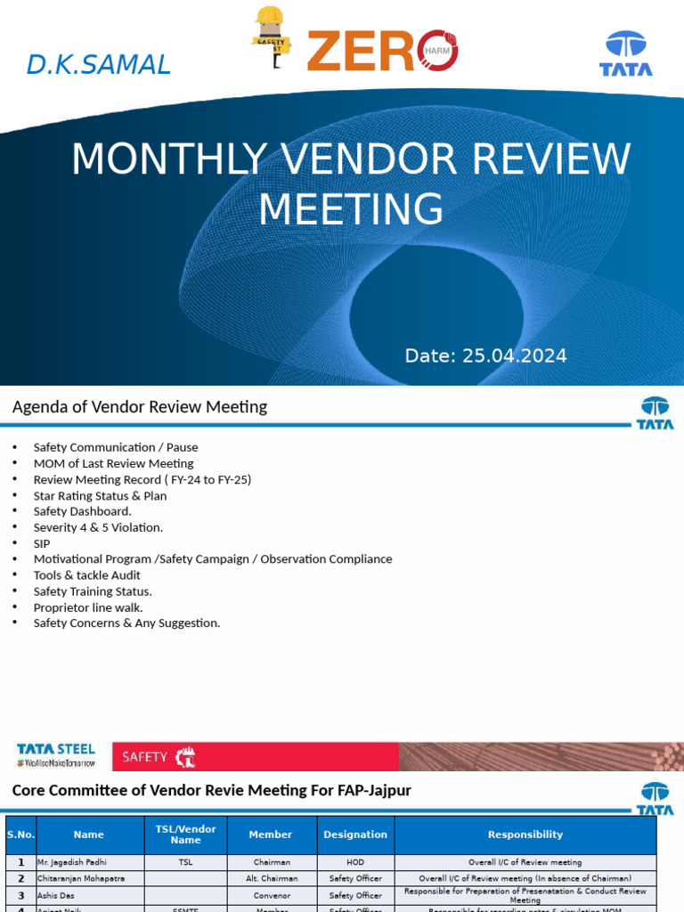 Monthly Vendor Safety Review Agenda | PDF | Duct (Flow) | Personal ...