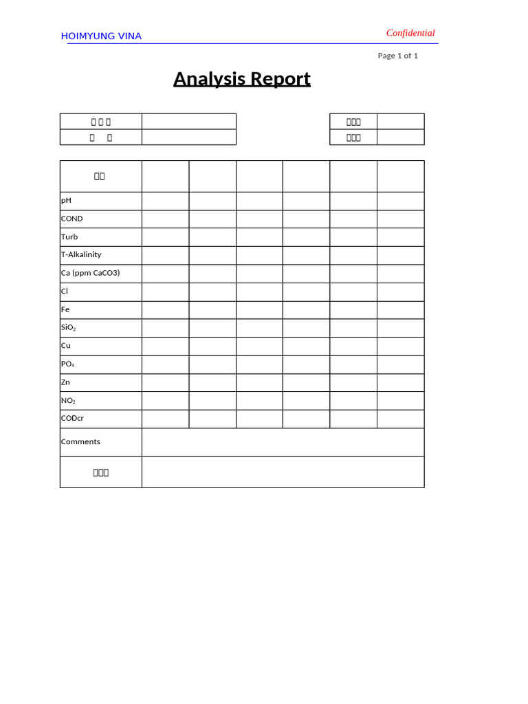 Water Quality Analysis - Form | PDF
