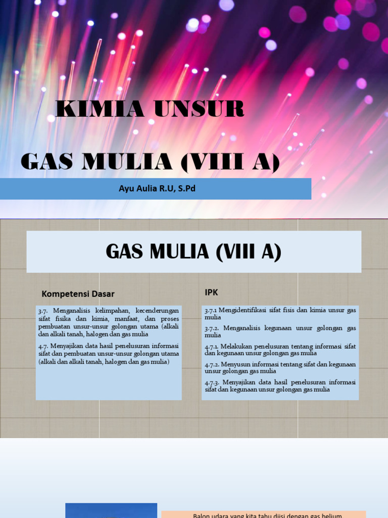 KIMIA UNSUR Gas Mulia | PDF