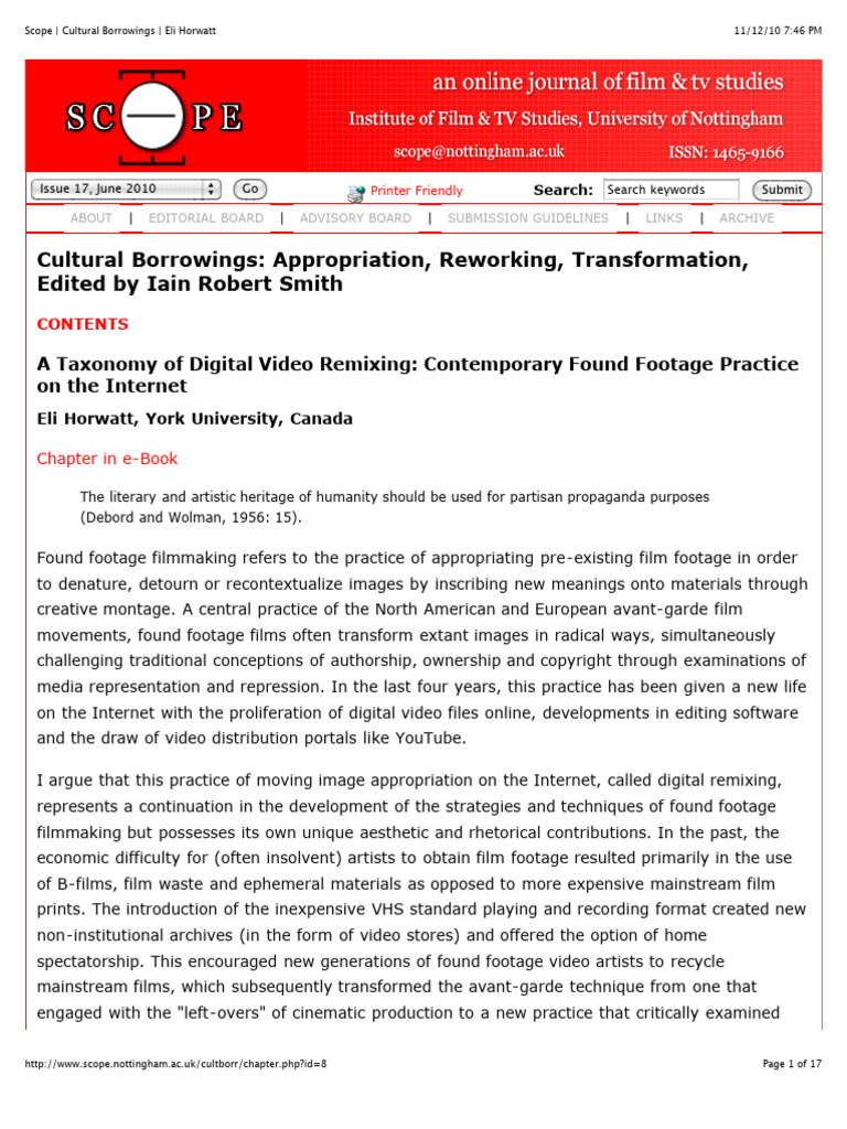 HORWATT, Eli - A Taxonomy of Digital Video Remixing - Contemporary ...