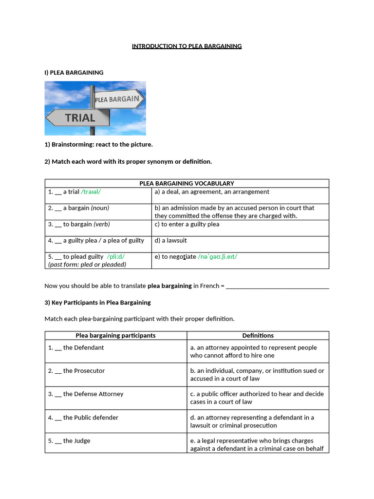 Class 1 Plea Bargaining Student | PDF | Plea Bargain | Plea
