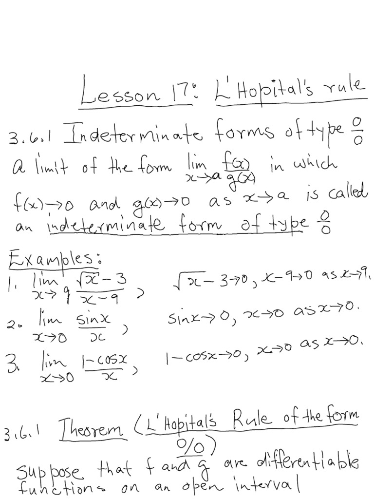 Lesson17 LHopitals Rule | PDF