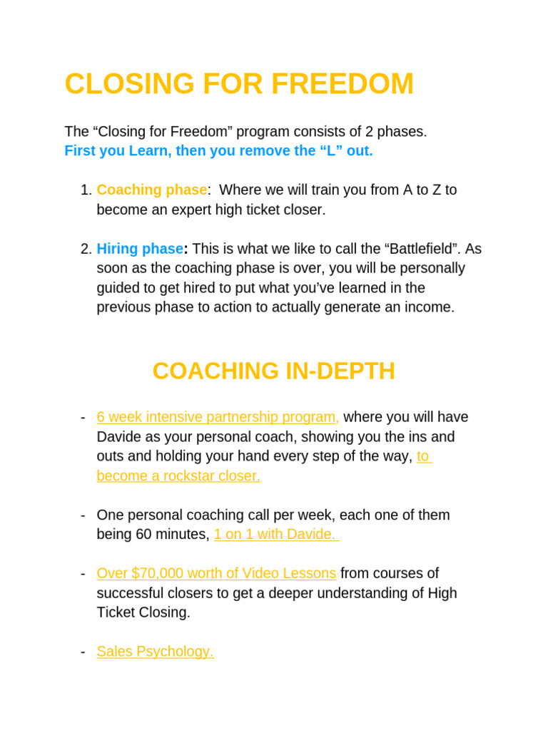 High Ticket Closing Program Overview | PDF