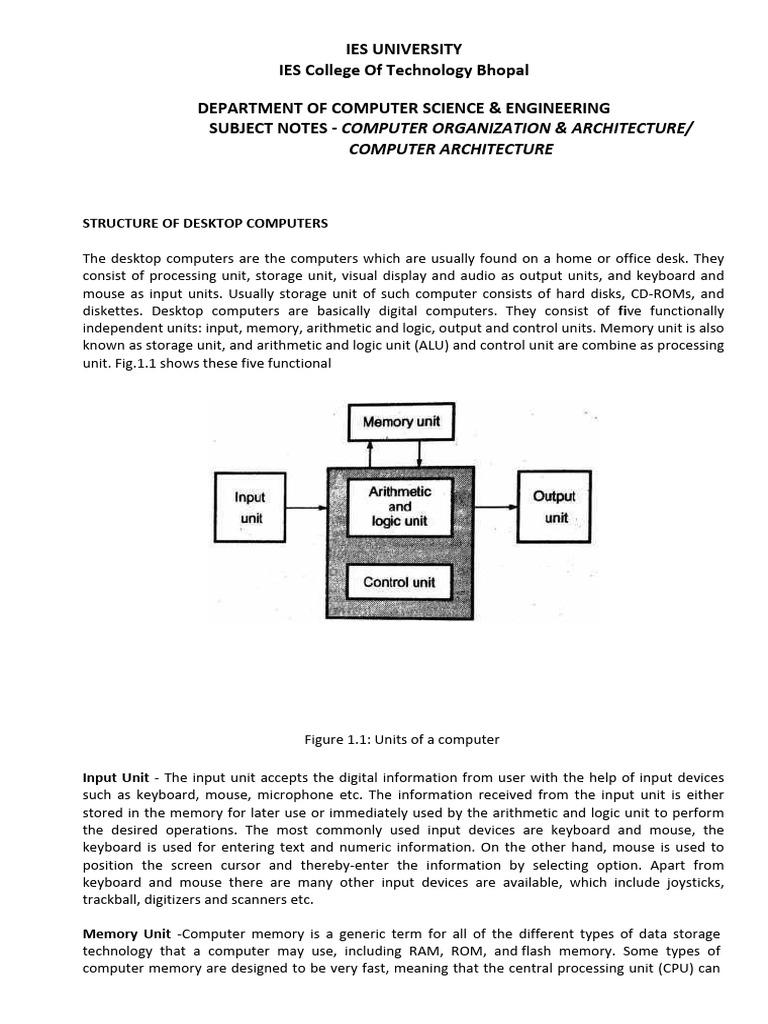 unit 1 COA | PDF | Computer Data Storage | Central Processing Unit