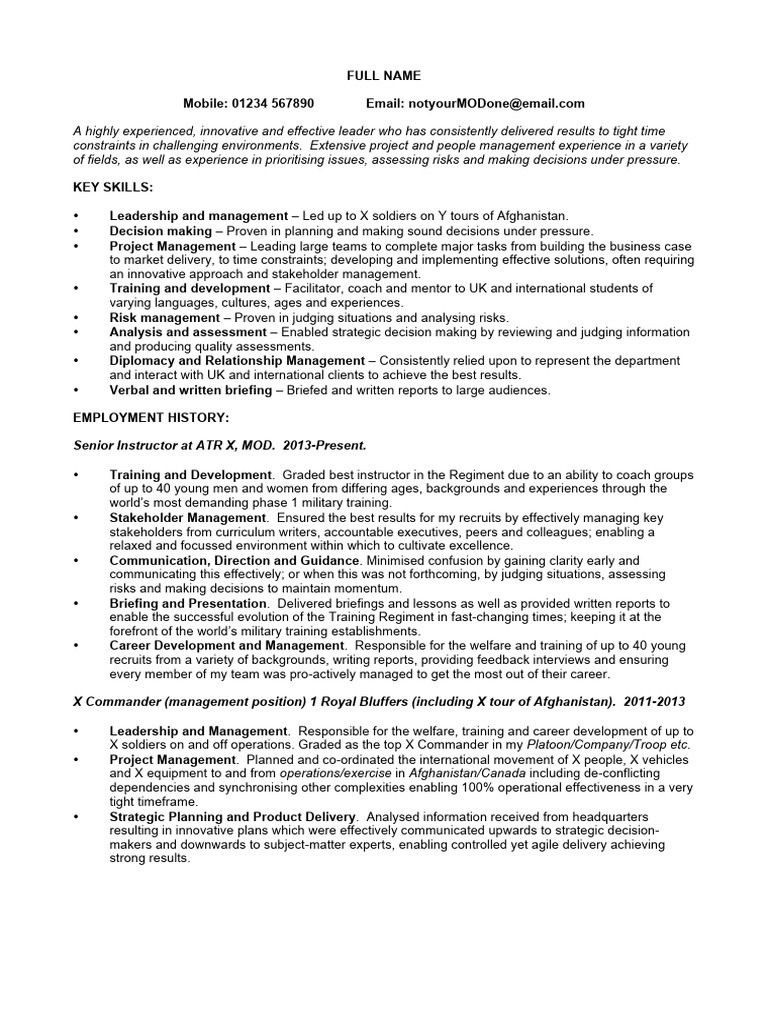 Example Curriculum Vitae Good | PDF | Project Management