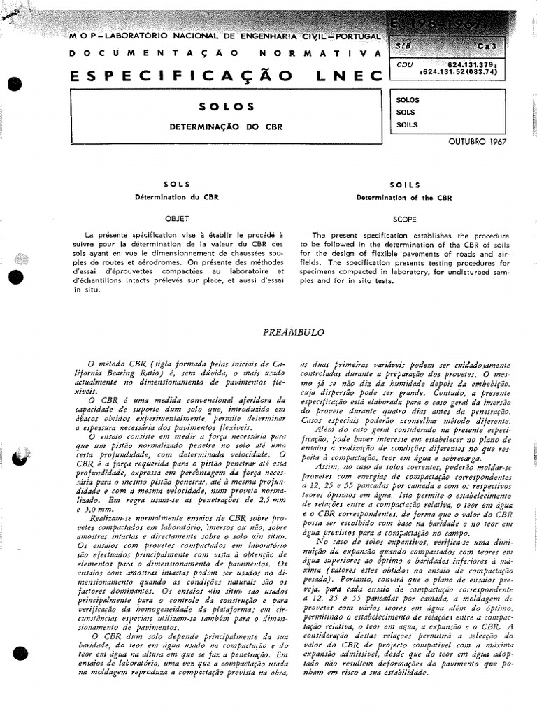 Lnec e 198 1967 Solos CBR | PDF