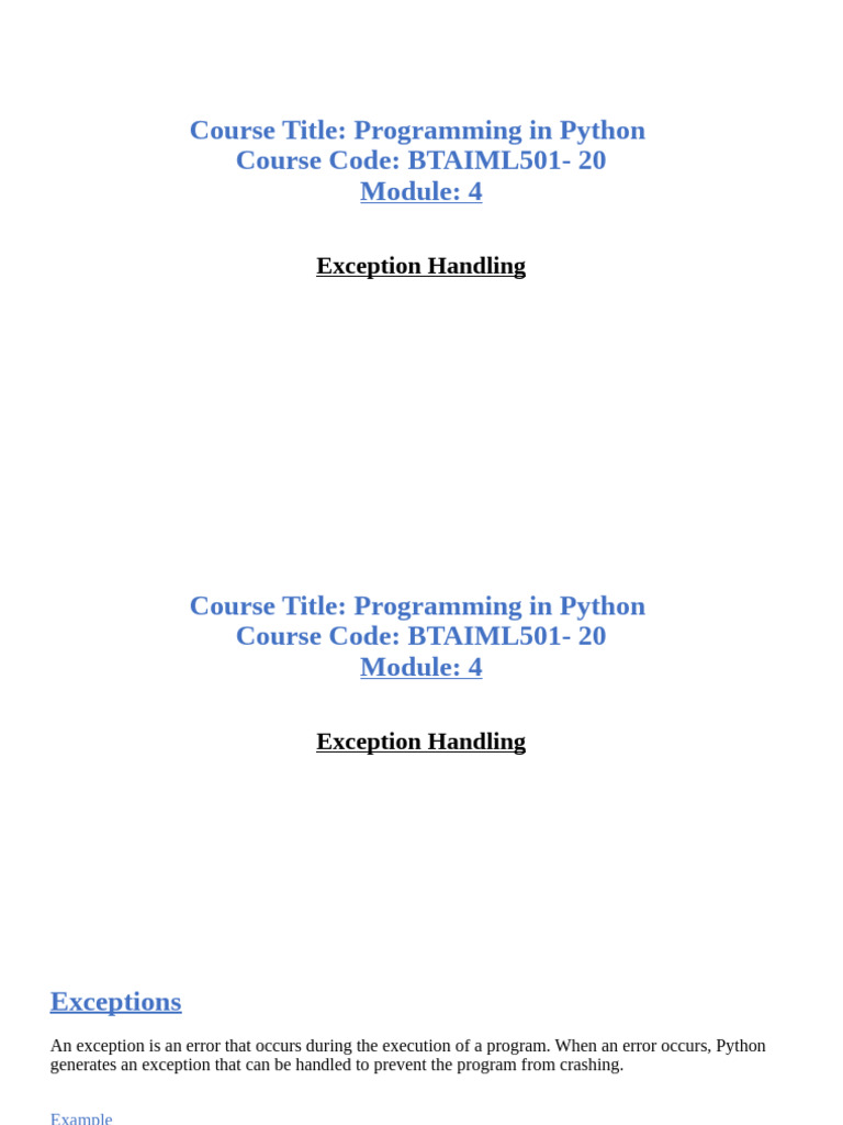 Exception Handling Python 1 Read Only Pdf Computer Program Programming