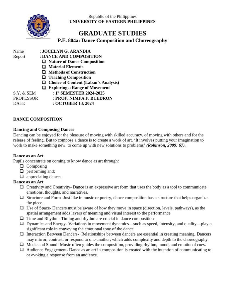 DANCE-COMPOSITION | PDF | Dances | Choreography