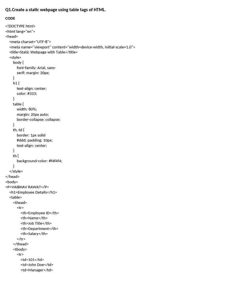 VAIBHAV.FILE | PDF | Html | Html Element