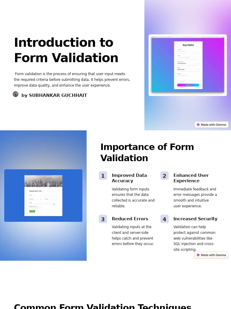 Introduction To Form Validation | PDF | Java Script | Computing