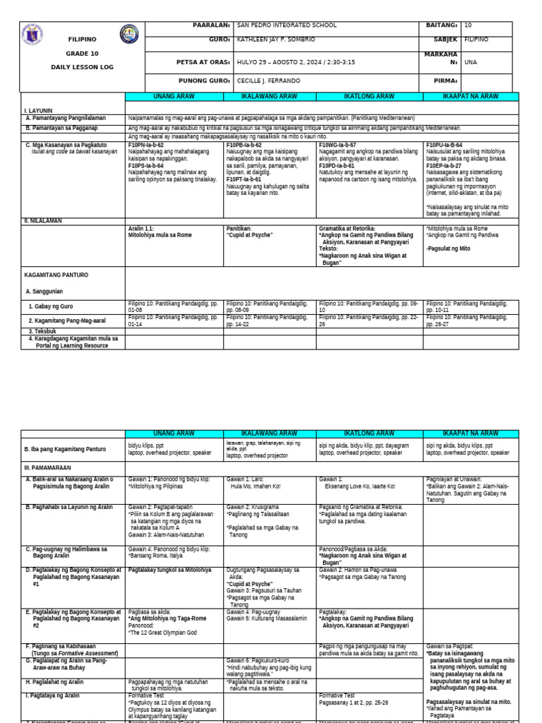 Fil 10 Q1 Week 1 | PDF
