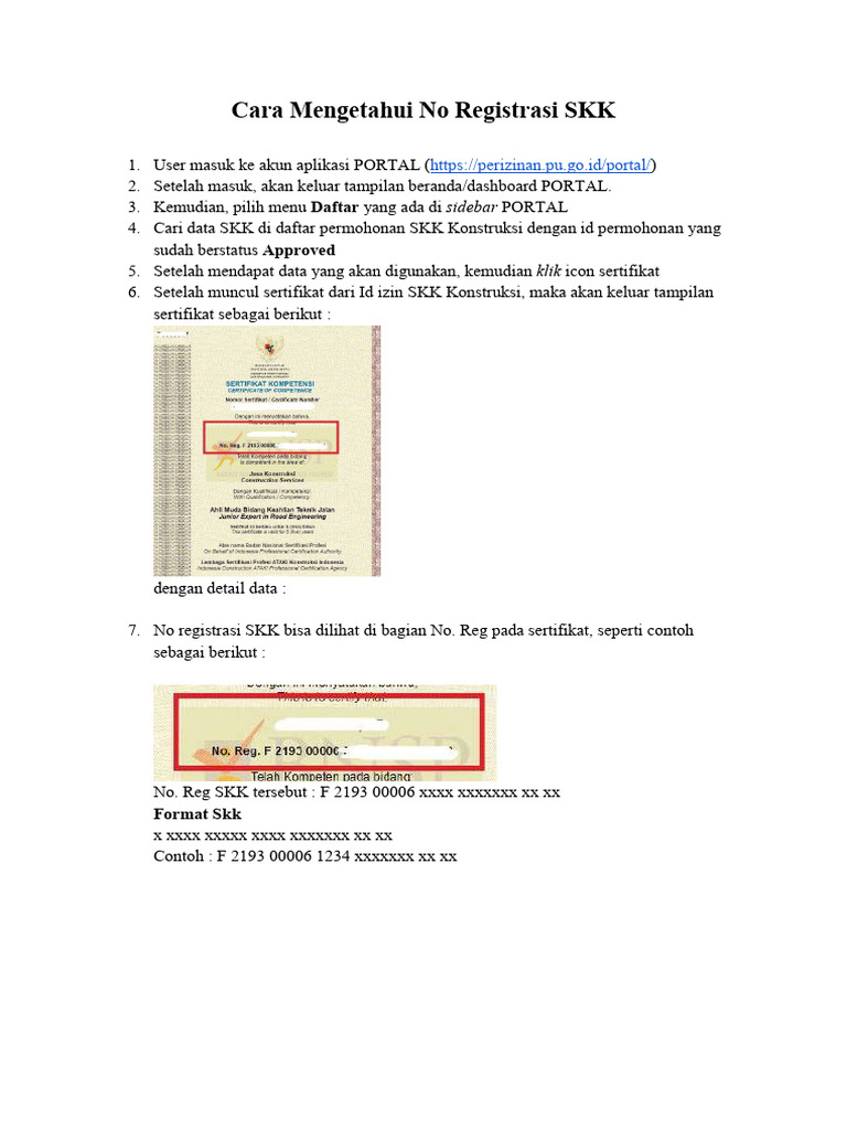 Cek Nomor Registrasi SKK Konstruksi | PDF