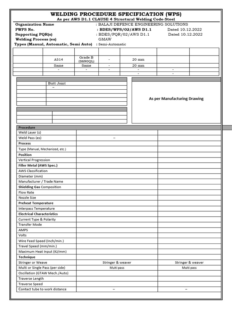 Bdes-Wps-02 - Aws D1.1 | PDF | Welding | Construction