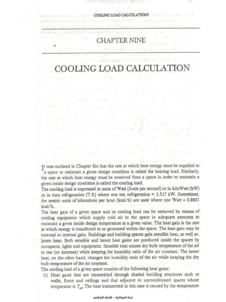 CH-6 Cooling Load Calculation | PDF