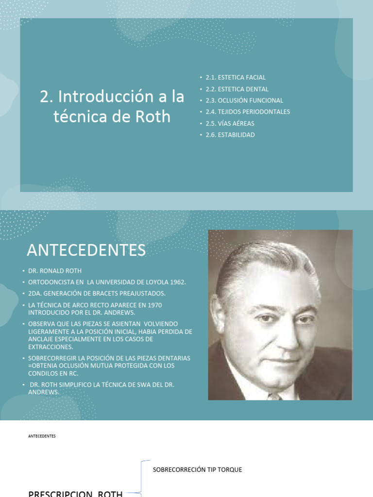 Técnica Roth: Estética y Oclusión | PDF | Odontología | Ortodoncia