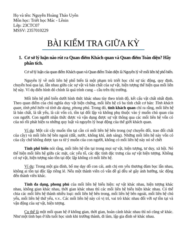 Triết ktra giữa kì | PDF