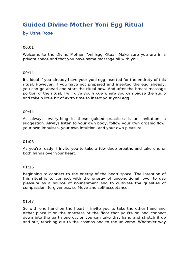 Guided Divine Mother Yoni Egg Ritual | PDF | Pelvis