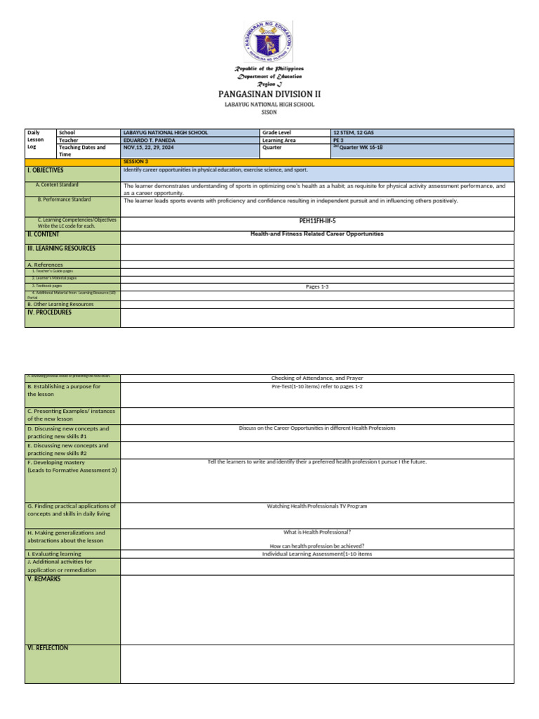 PE & HEALTH 1 WEEK 1-5 | PDF | Learning | Teachers