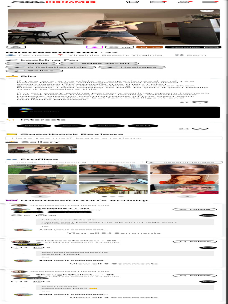 User Profile - Elite Bed Mate | PDF | Paraphilias | Human Reproduction