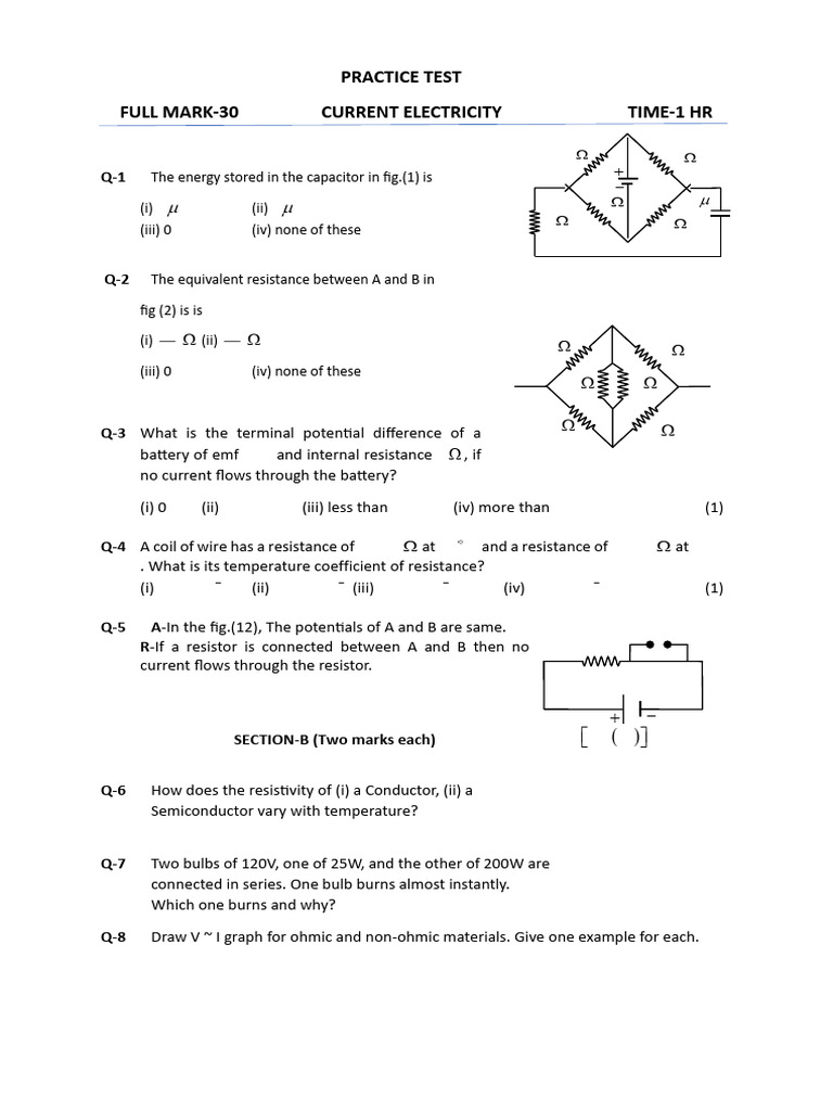 PRACTICE TEST - Copy | PDF | Electrical Resistance And Conductance ...