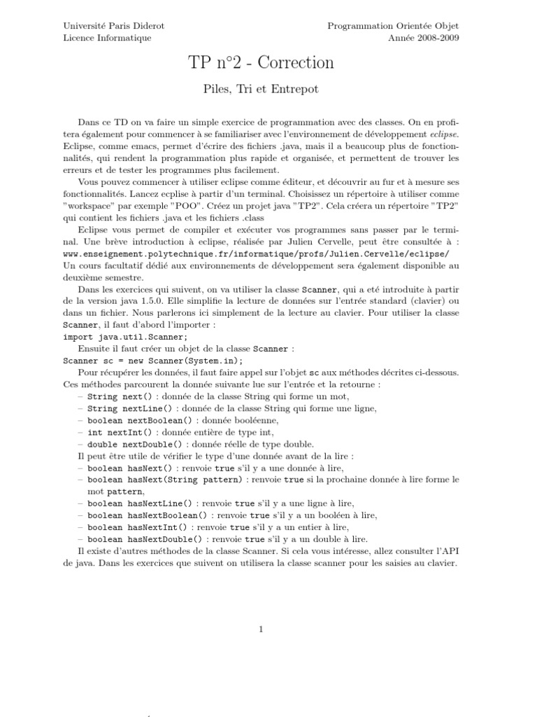 TD2 Correction | PDF | Java (Langage de programmation) | Programmation informatique