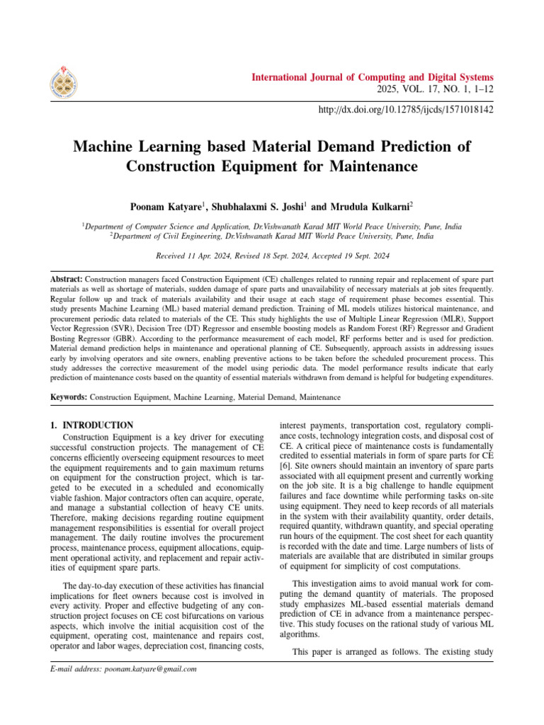 ML-Based Material Demand Prediction | PDF | Machine Learning | Mean ...
