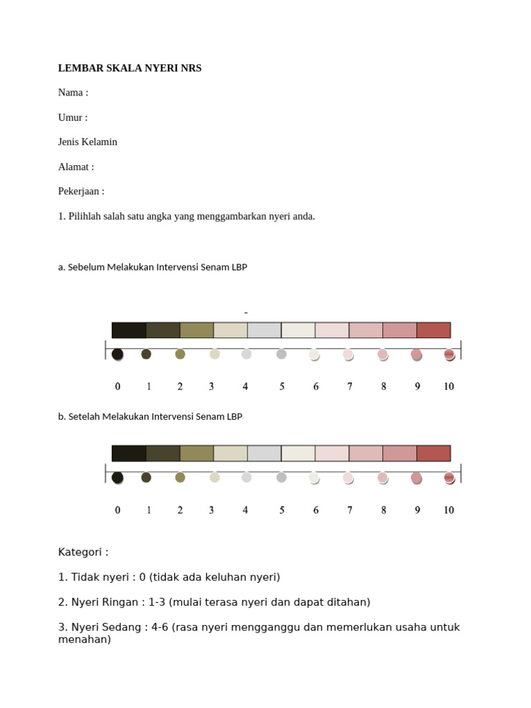 Lembar Skala Nyeri NRS | PDF