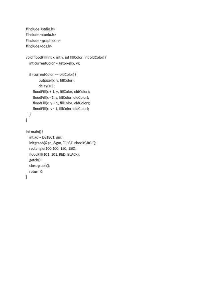 C Program for Flood Fill Algorithm | PDF