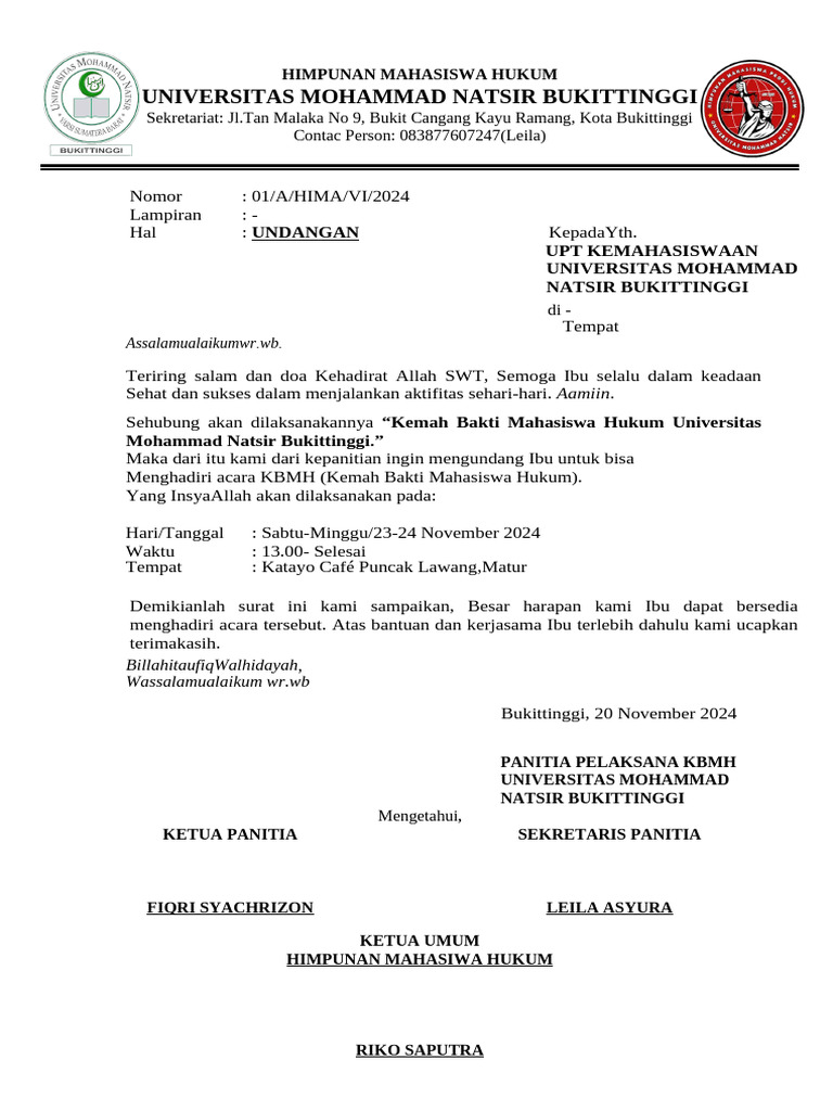 Surat Undangan KBMH Part 2 | PDF