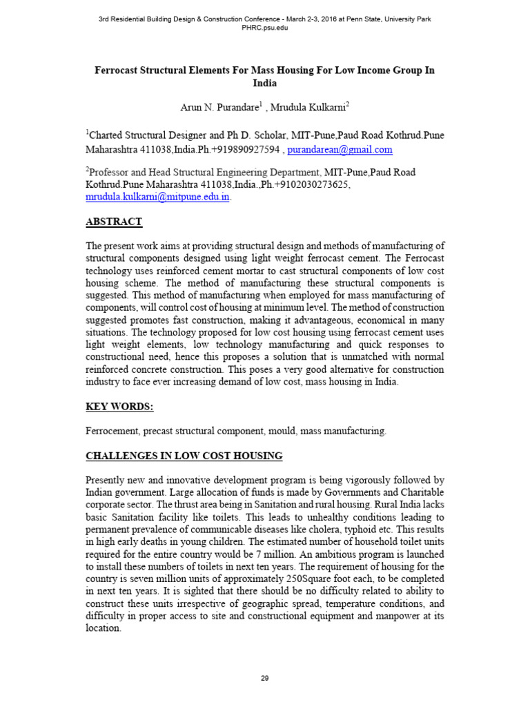 Ferrocast for Affordable Housing in India | PDF | Bending | Beam ...