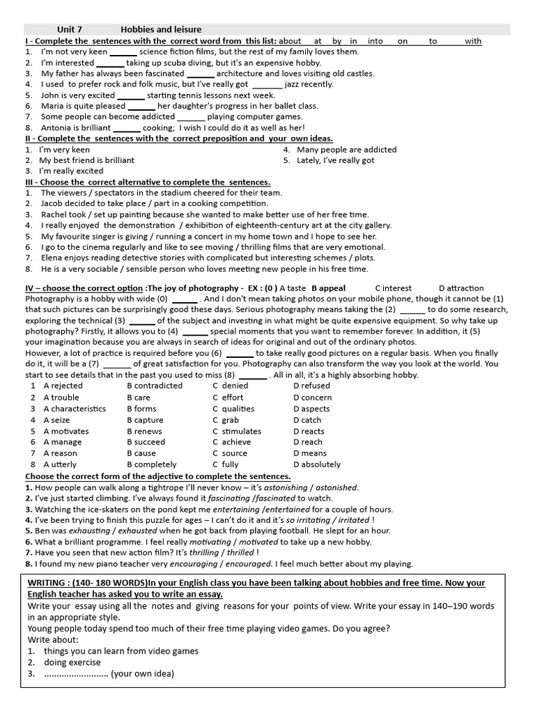 Hobbies and Leisure Activities Guide | PDF | Hobbies