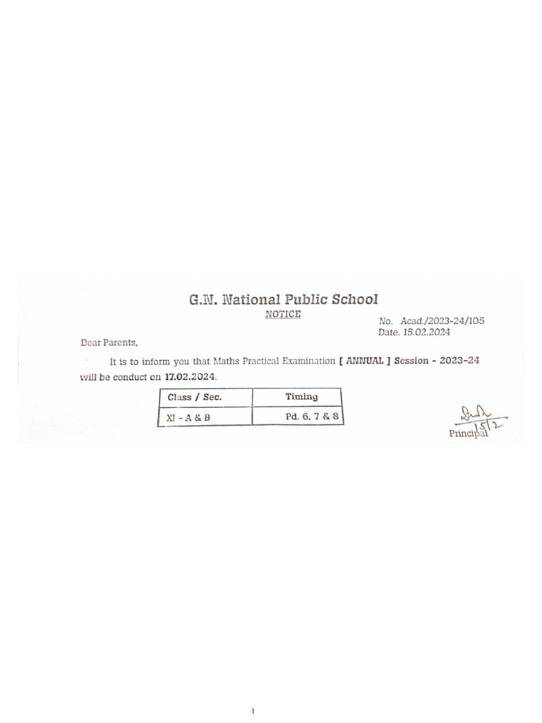 Mathematics Practical (Anual Examination) Datesheet | PDF
