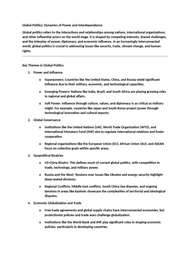 Dynamics of Power and Interdependence | PDF | Globalization ...