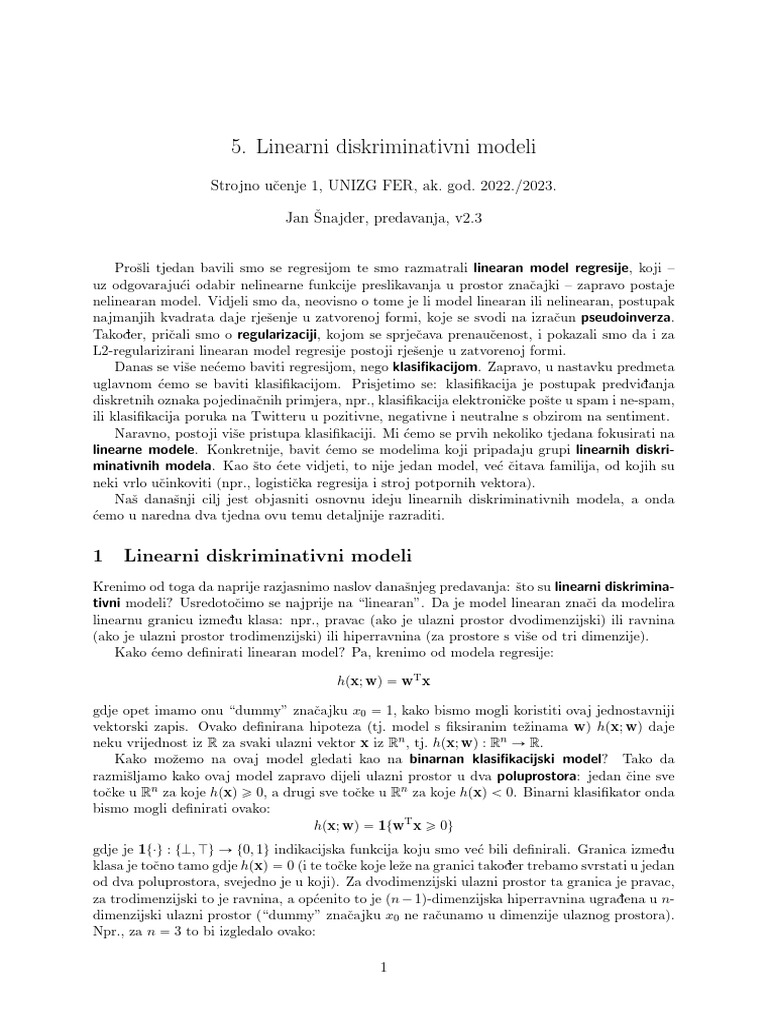 SU1 2022 P05 LinearniDiskriminativniModeli | PDF