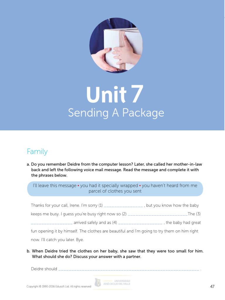 Document 07 Workbook Unit 7 at Work | PDF | Mail | Registered Mail