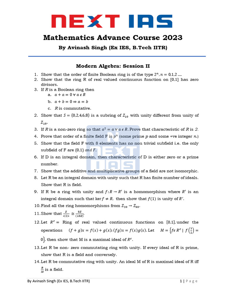 file | PDF | Ring (Mathematics) | Field (Mathematics)