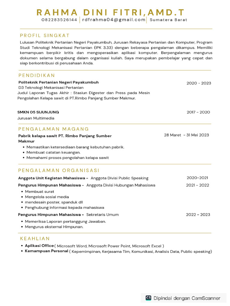 CV - Rahma Dini Fitri | PDF