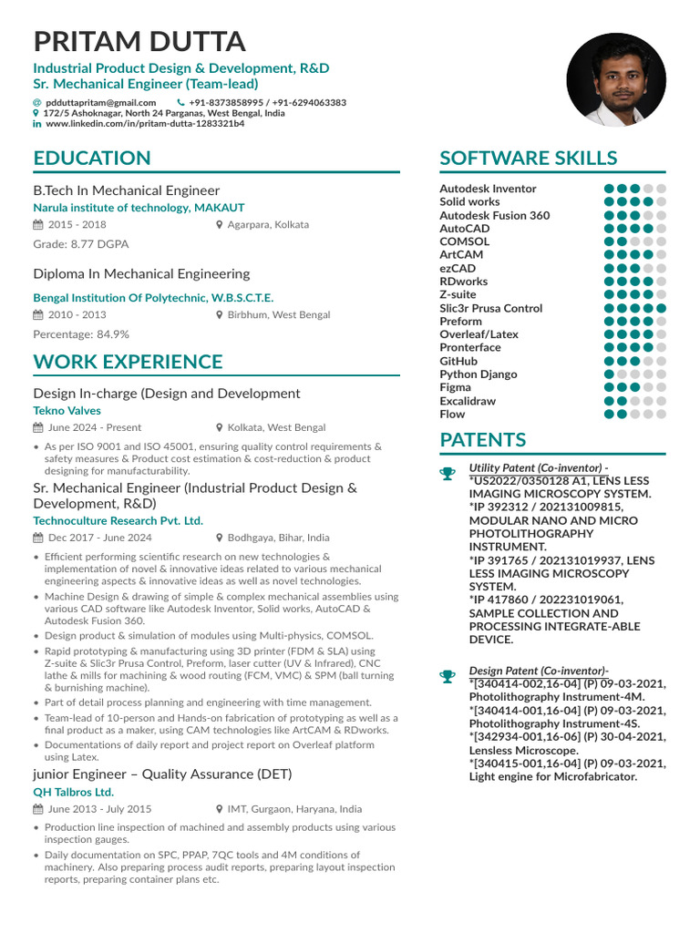 Pritam_Dutta_CV_2024_NOV | PDF | Autodesk | Microscope