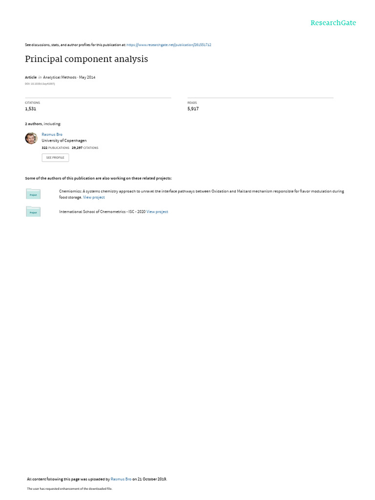 Principal Component Analysis: Article | PDF | Principal Component ...