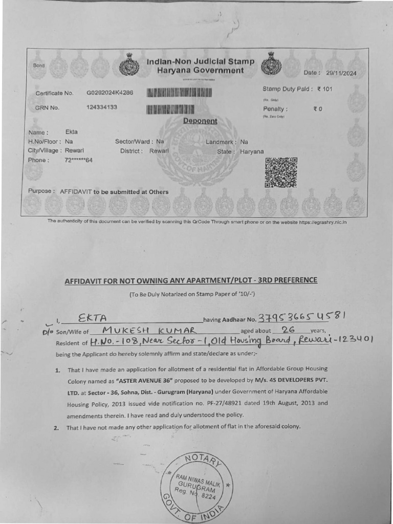 Affidavit - 3rd Preference | PDF