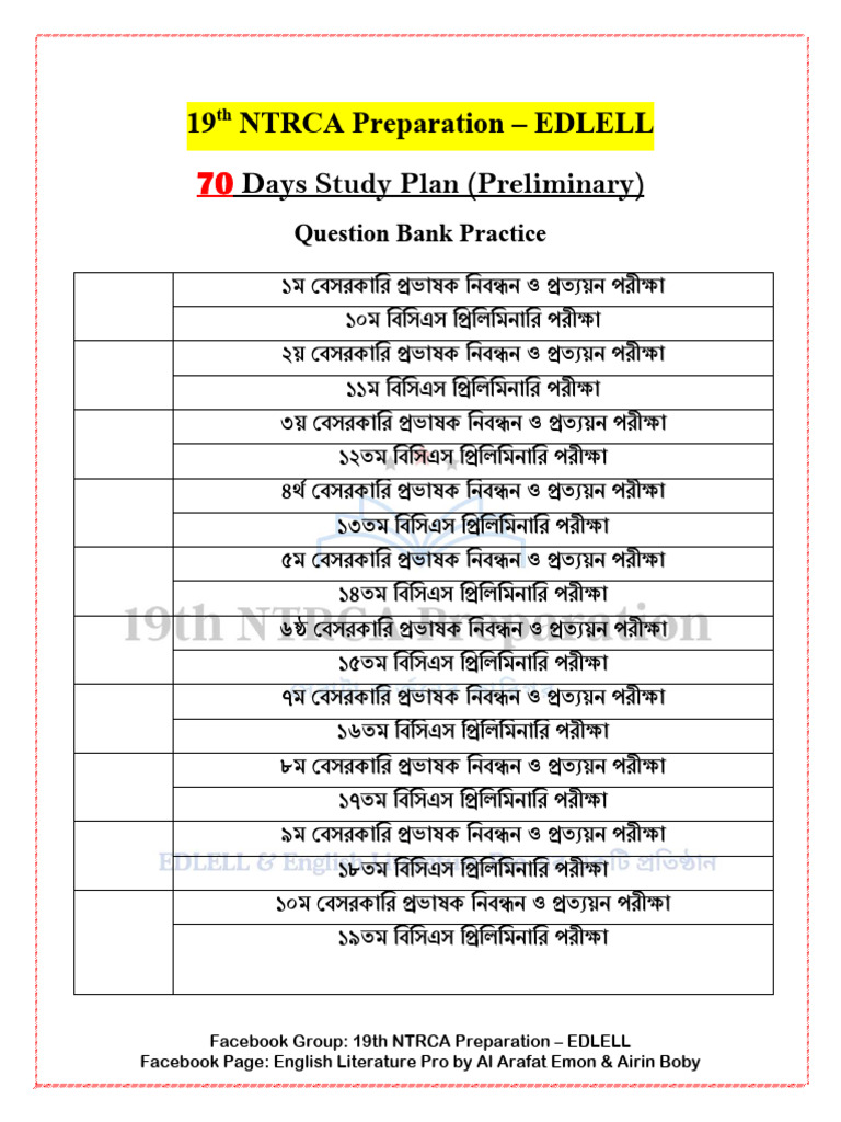 19th NTRCA Preparation Routine | PDF