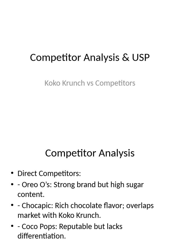 Koko Krunch Competitor Analysis & USP | PDF