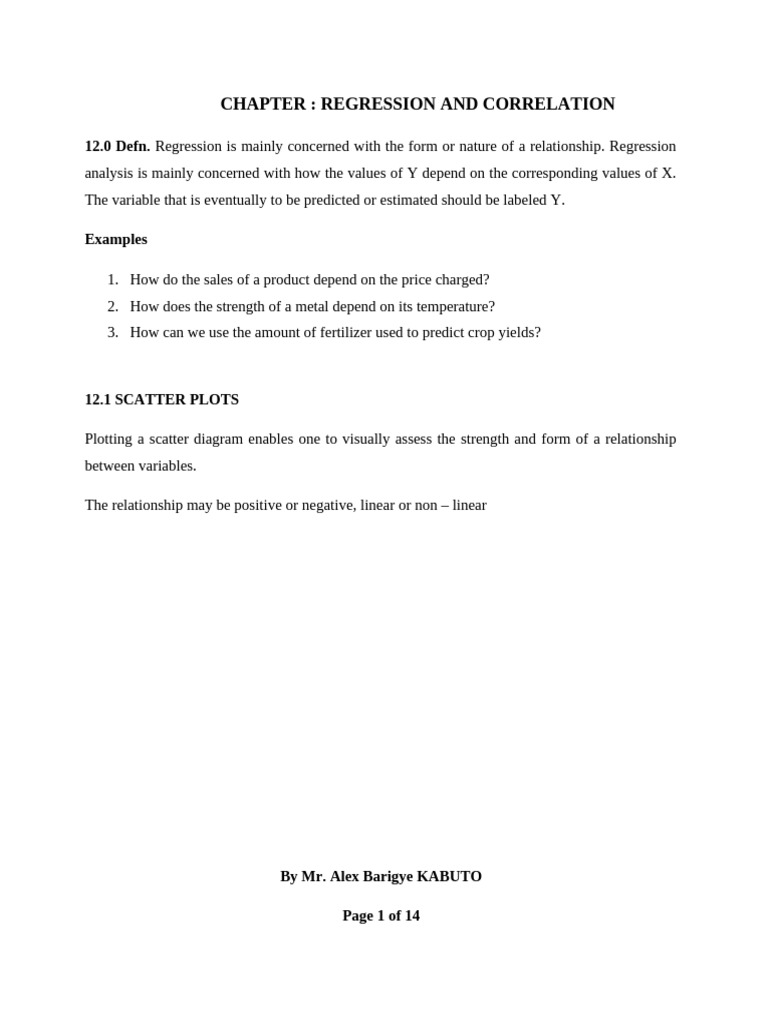 Regression and Correlation | PDF | Linear Regression | Applied Mathematics
